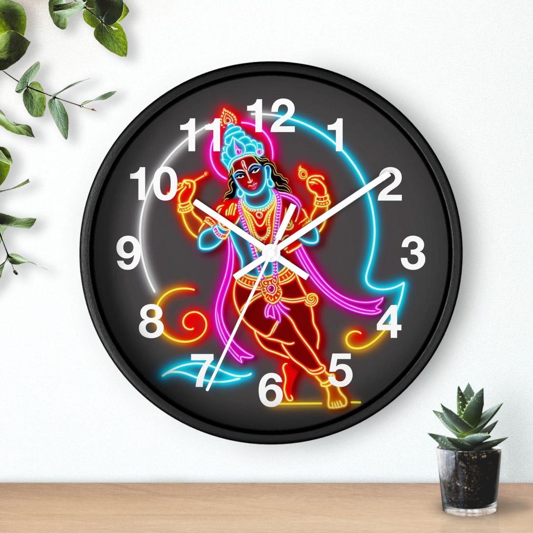 Colorful Lord Krishna Wall Clock - Spiritual Home Decor, Hindu Gift ...
