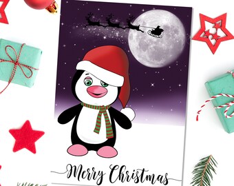 Printable Merry Christmas Card Digital Download Reindeer | Etsy