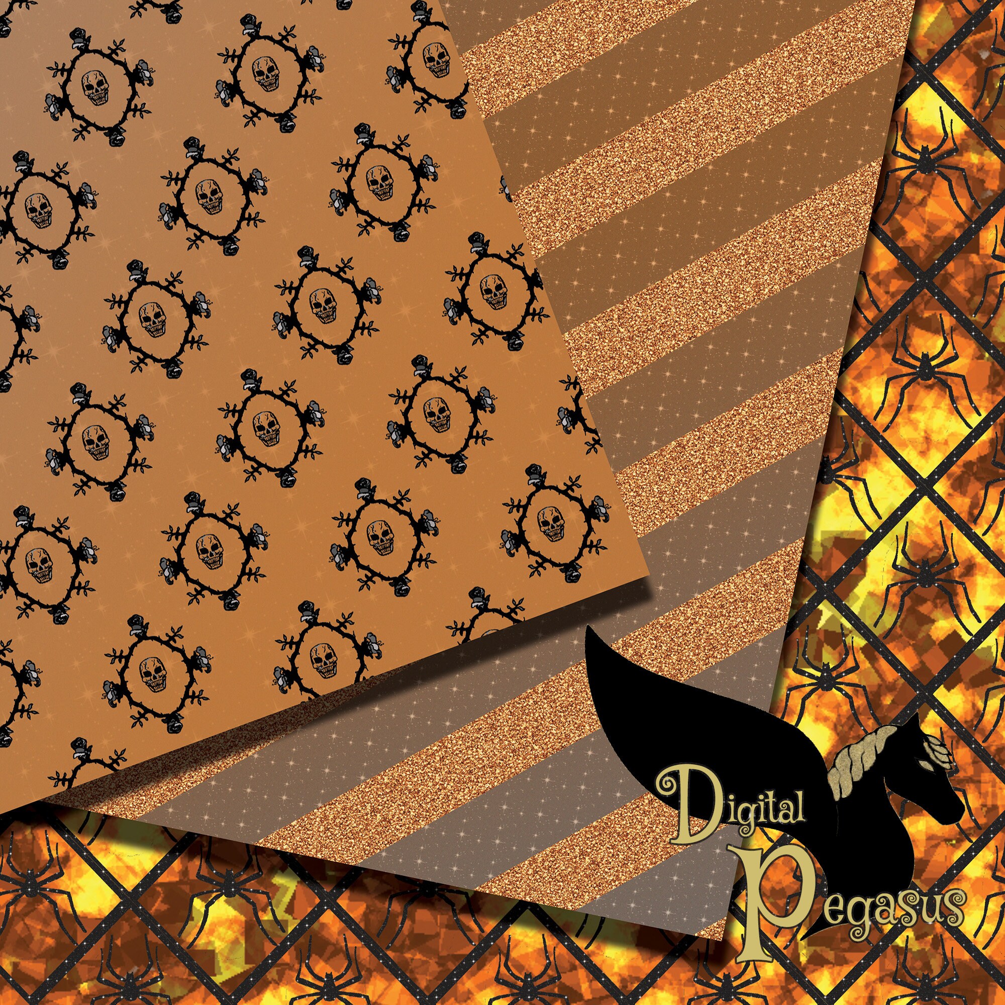 Orange Halloween Digital Paper Printable Scrapbook Paper Gothic ...