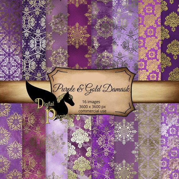 Purple Damask Scrapbook Paper