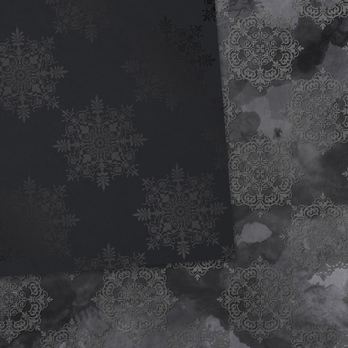 Black Scrapbook Paper Damask Digital Paper Black Stone - Etsy