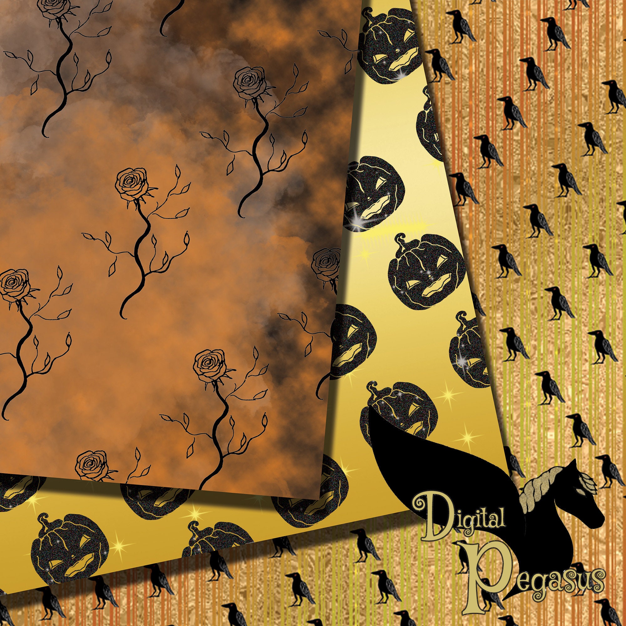 Orange Halloween Digital Paper Printable Scrapbook Paper Gothic ...