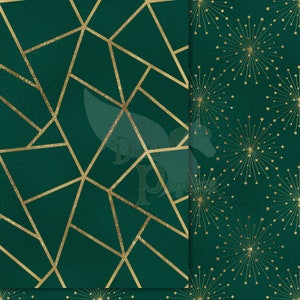 Green and Gold | Seamless Digital Paper | Lines Printable Backgrounds ...