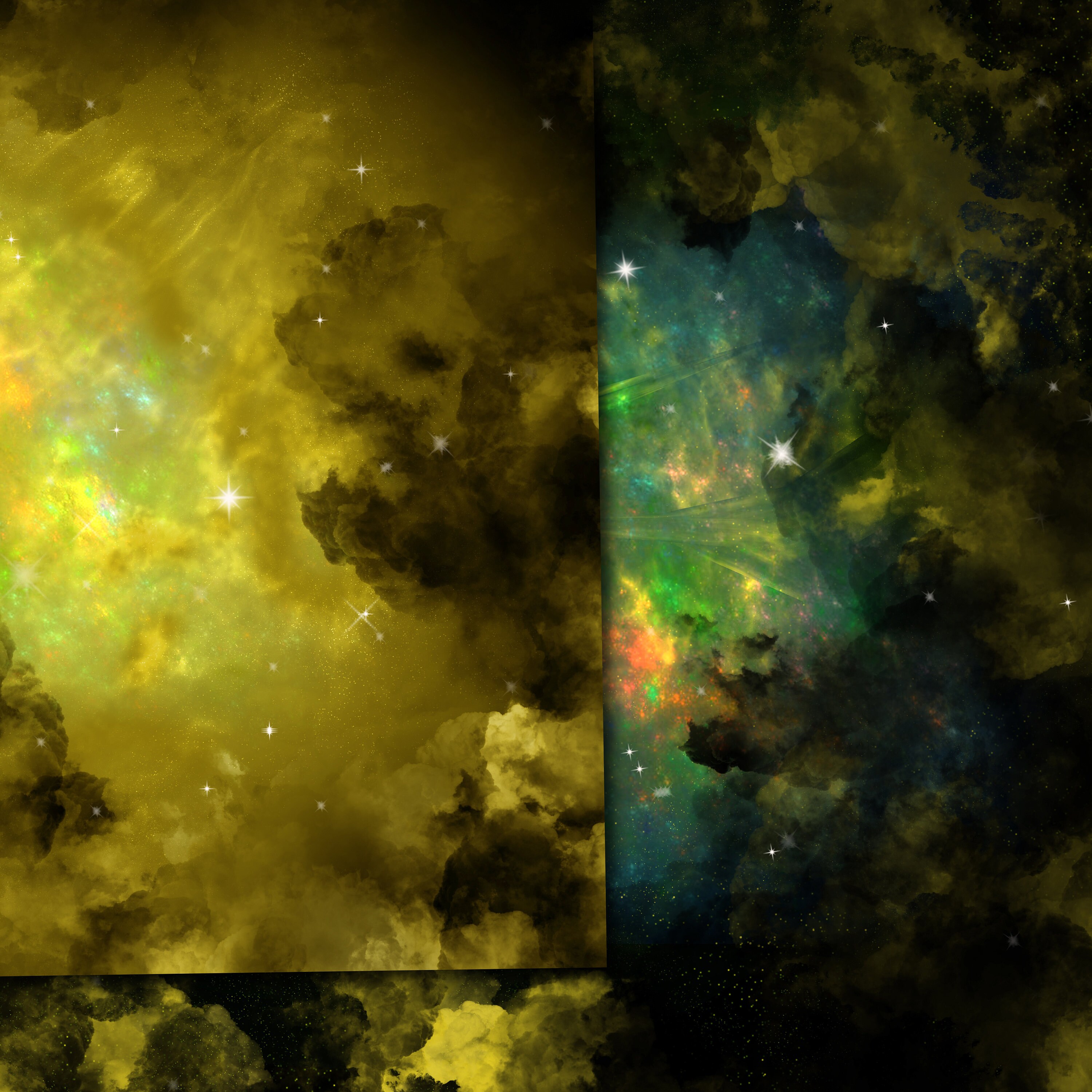 Yellow Galaxy Scrapbook Paper | Digital Paper | Nebula | Stars | Night ...