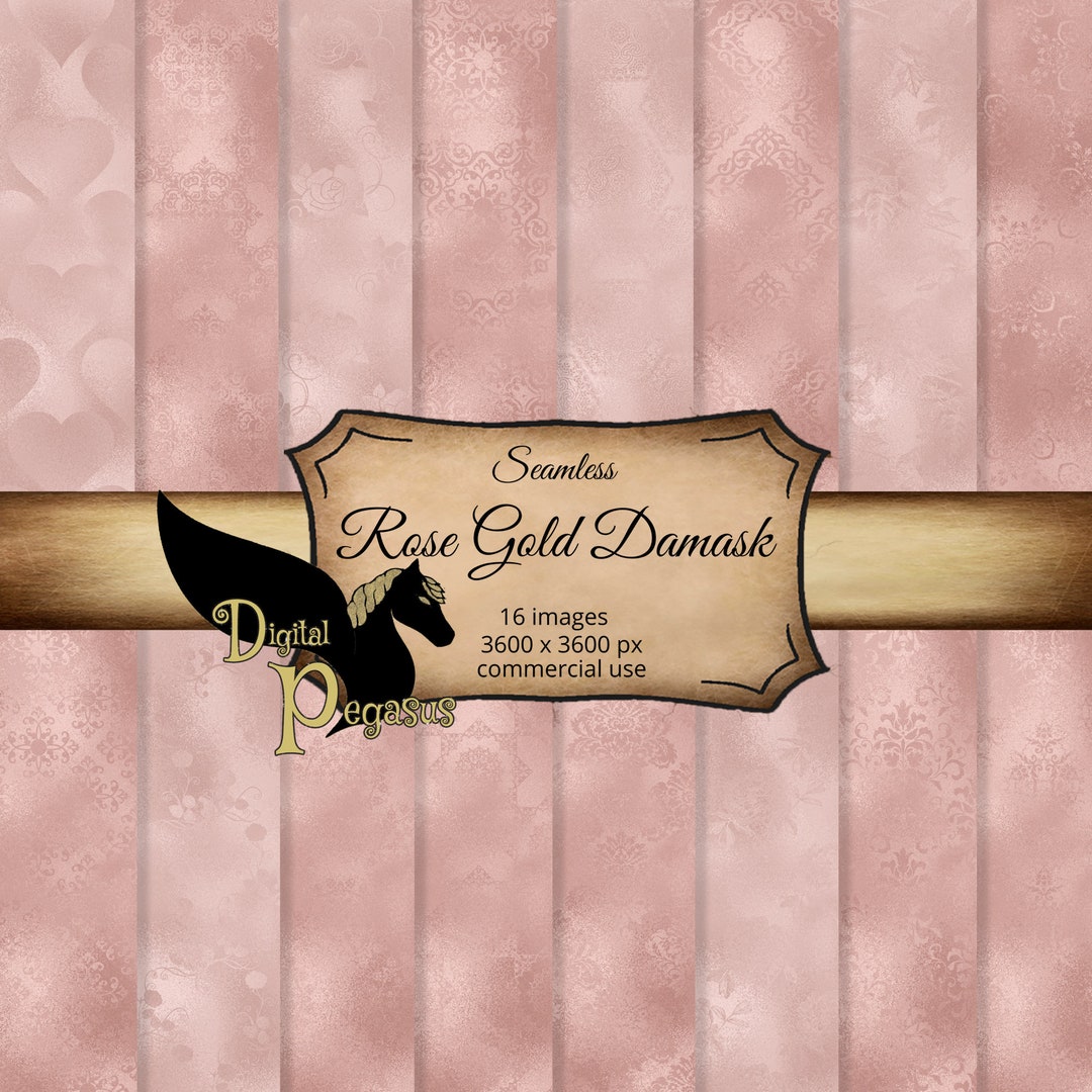 Seamless Rose Gold Damask Scrapbook Paper | Valentine Digital Paper ...