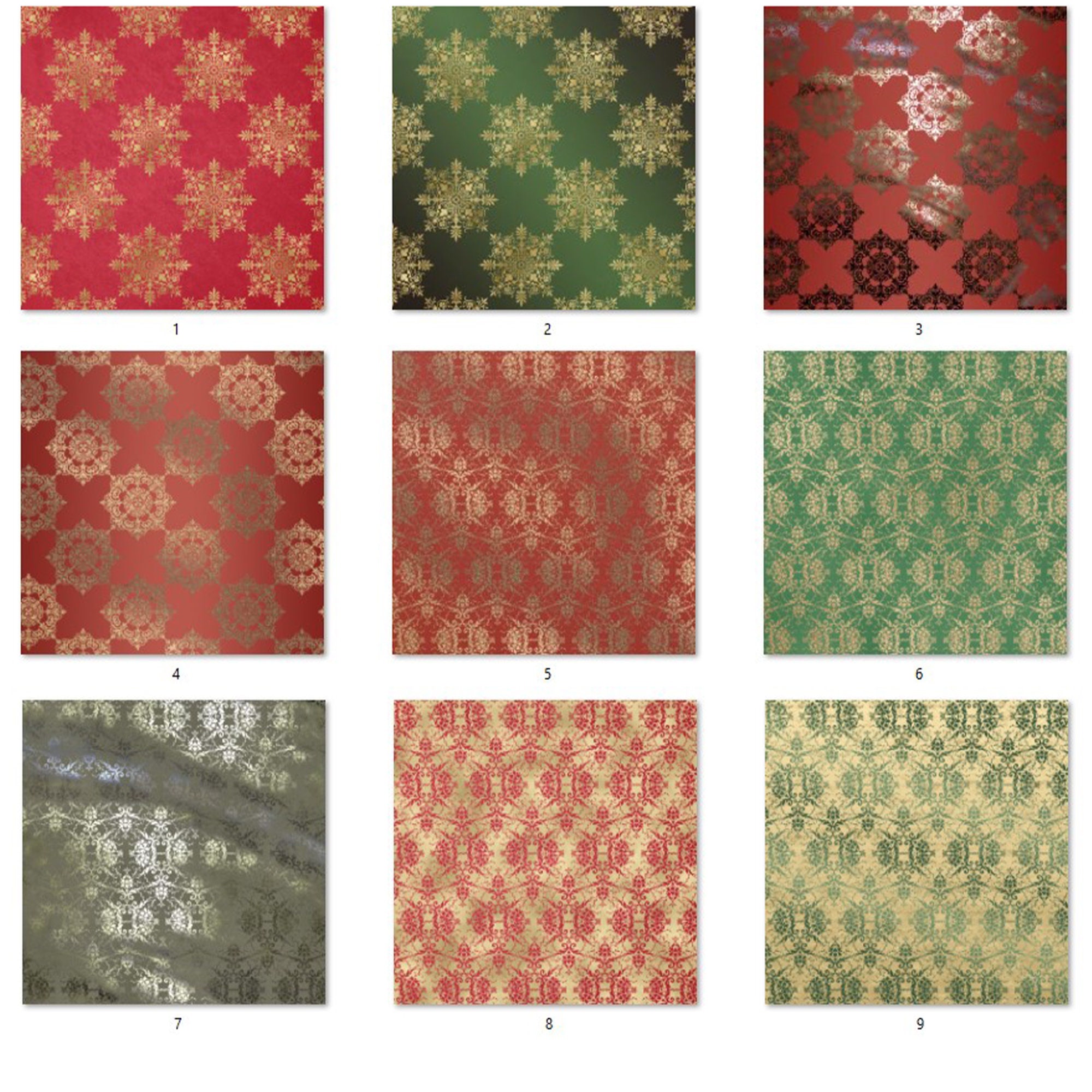 Christmas Scrapbook Paper Damask Digital Paper Red and - Etsy