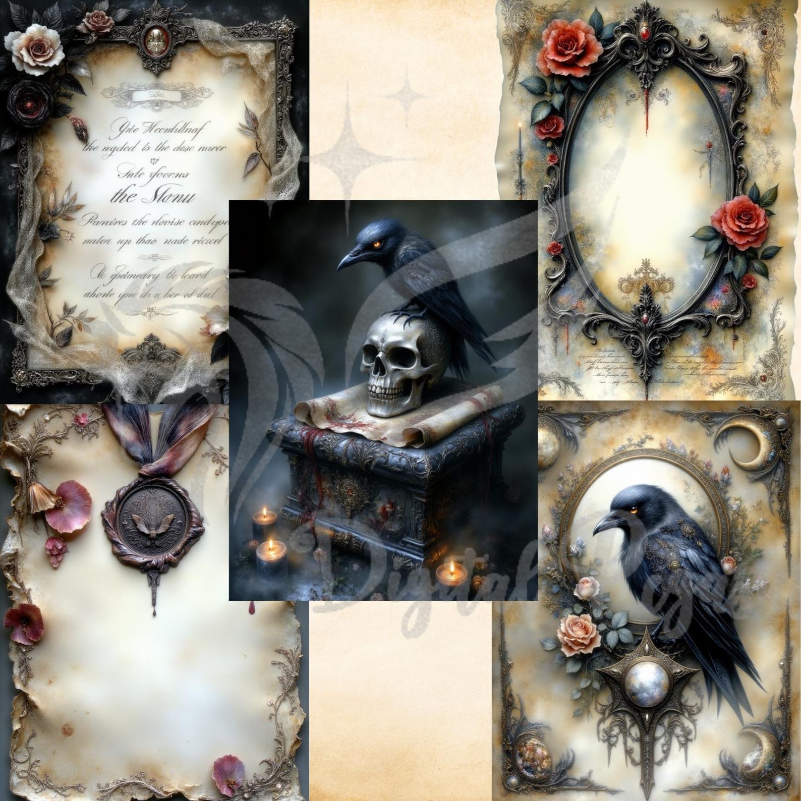 Gothic Vampire Junk Journal Kit | 46 Pages Printable Ephemera, Skull ...