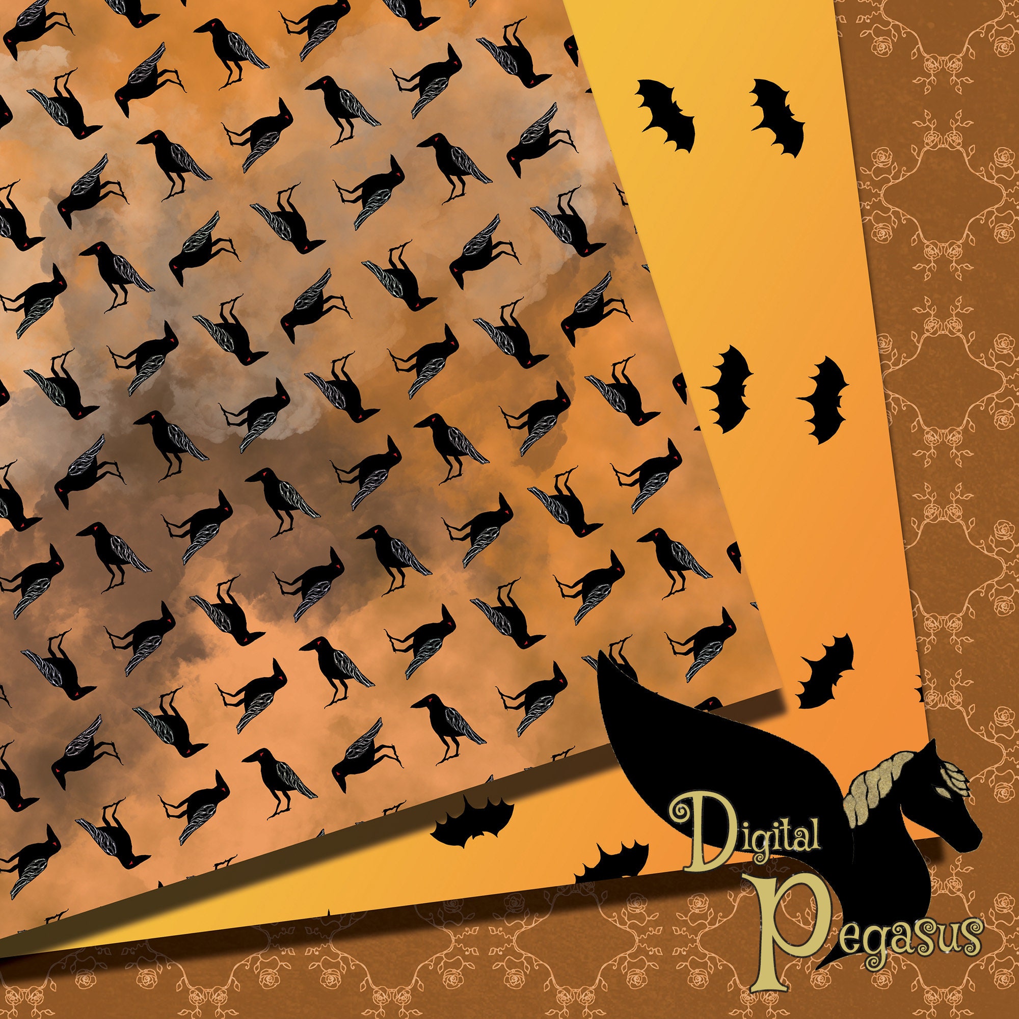 Orange Halloween Digital Paper Printable Scrapbook Paper Gothic ...