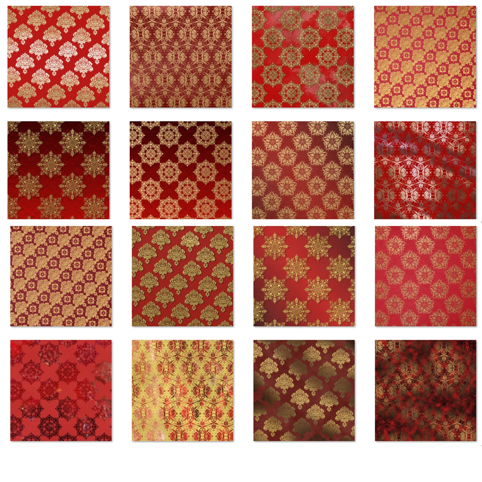 Red Scrapbook Paper Damask Digital Paper Red and Gold - Etsy