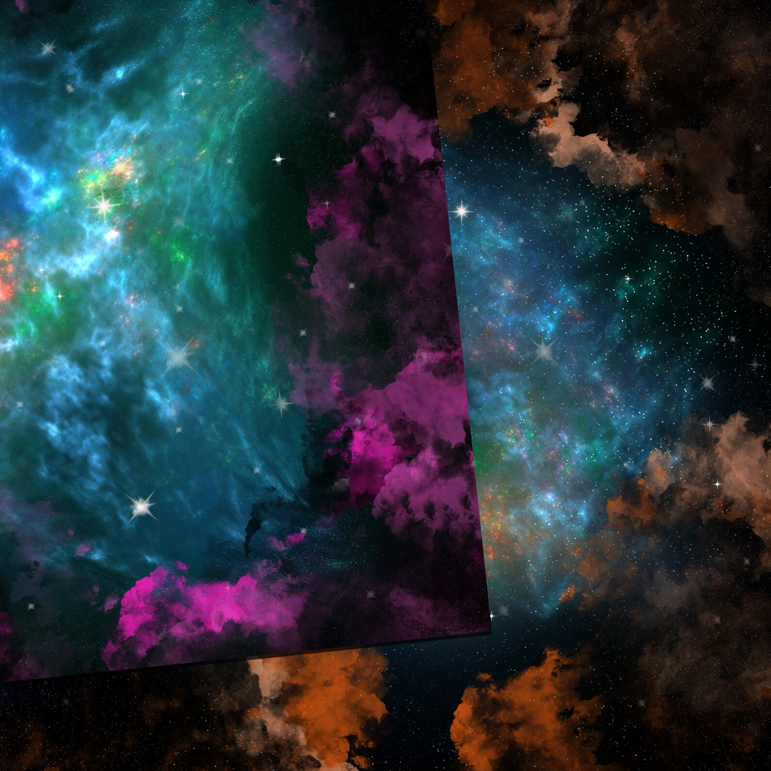 Blue and Green Galaxy Digital Paper Nebula Scrapbook Paper Space ...