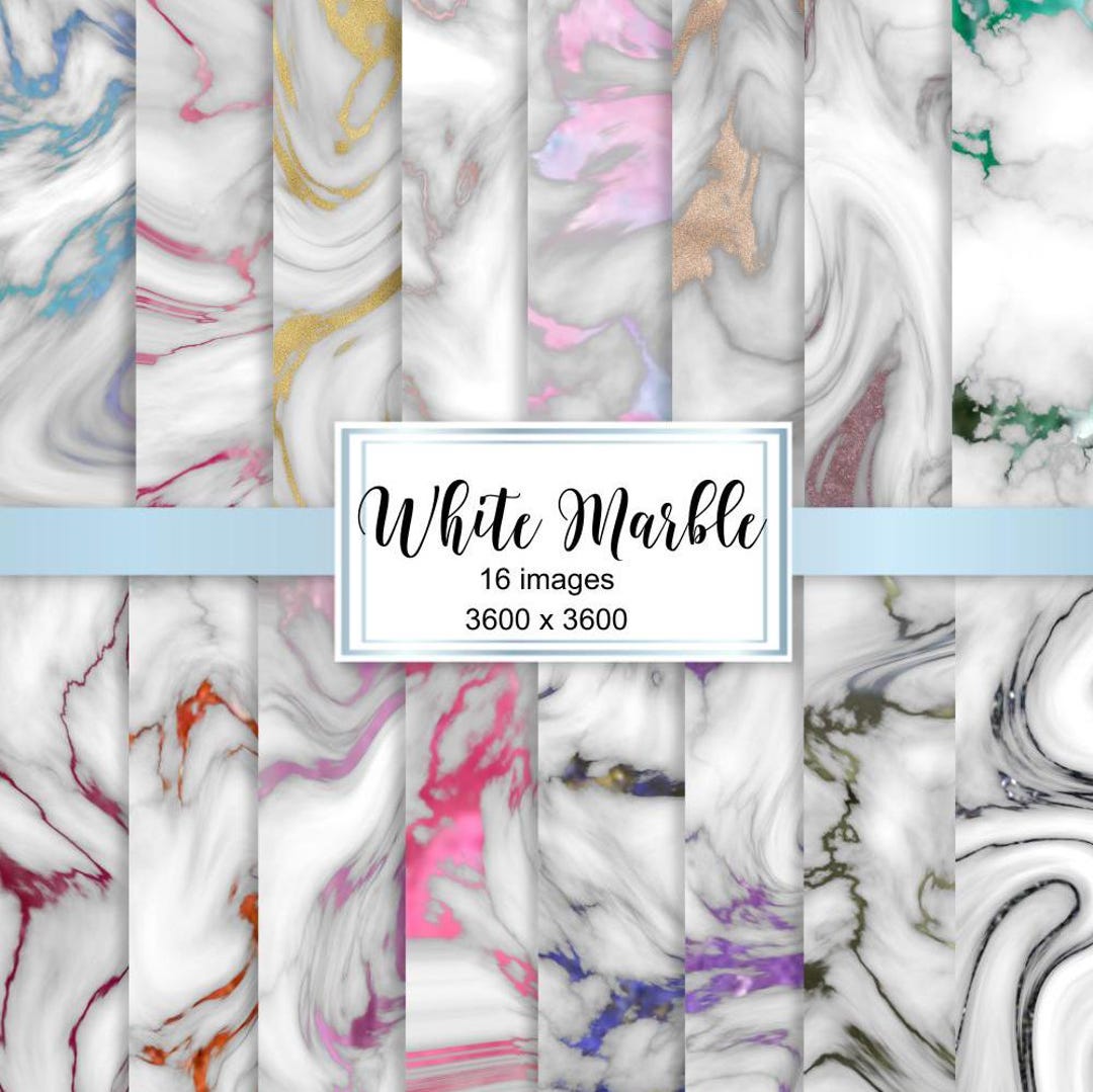 White Marble Digital Paper | White Scrapbook Paper | Liquid Marble ...