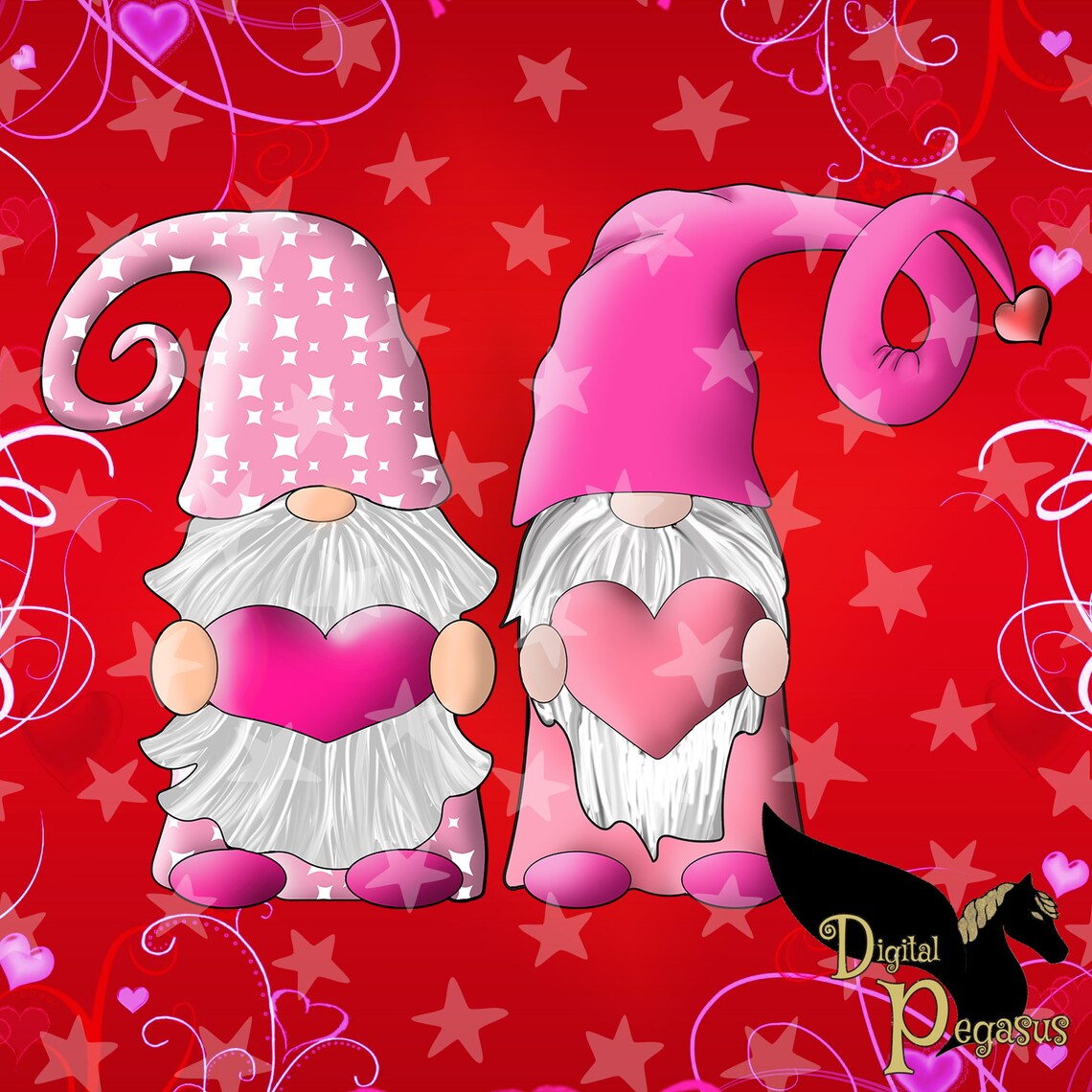 Valentines Clipart Nordic Cute Gnomes Love Stickers Romantic Clipart ...
