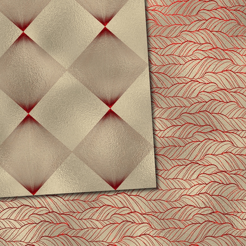 Gold and Red | Seamless Gold and Red Scrapbook Paper | Digital Paper ...