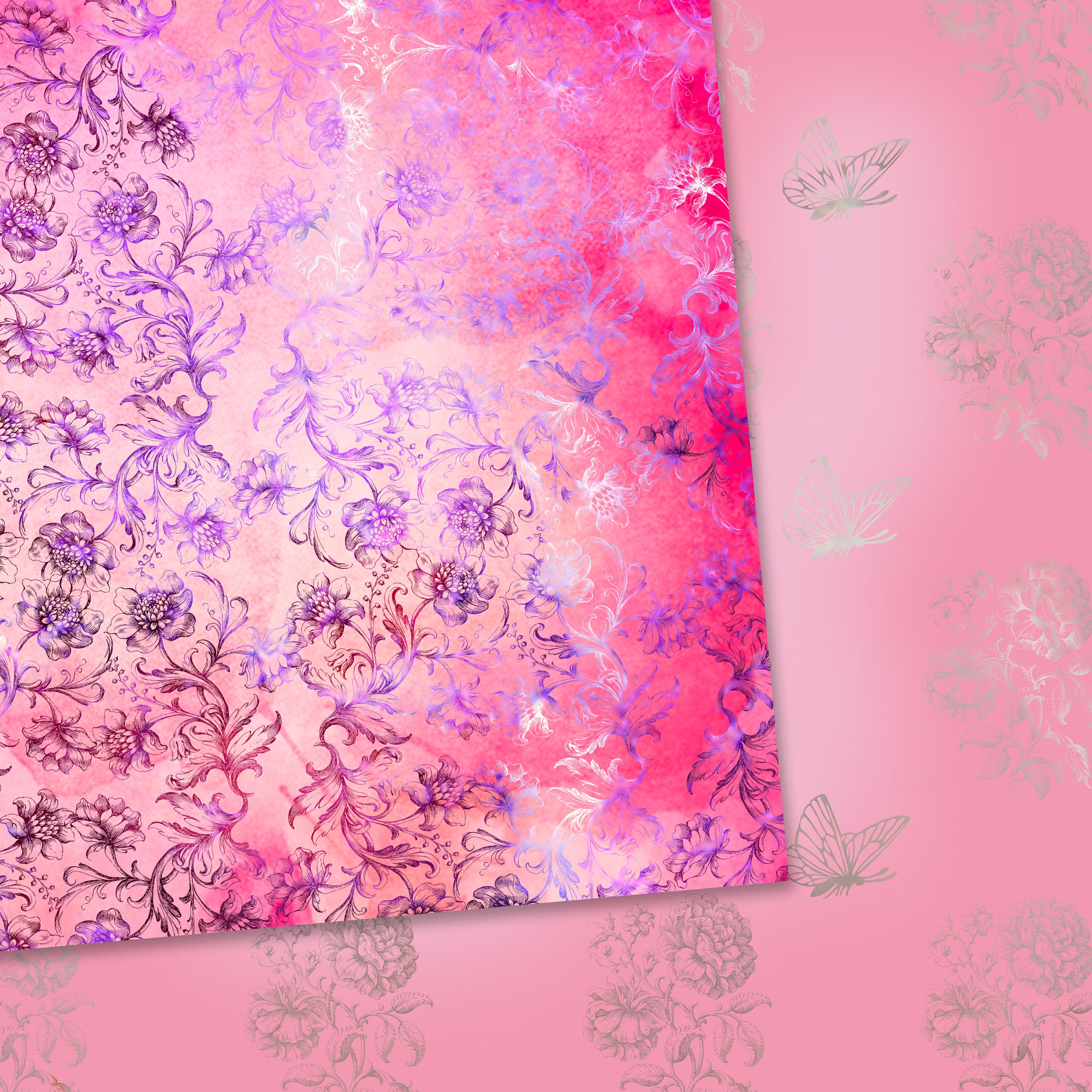 Valentine Pink Scrapbook Paper Pink Digital Paper Flowers - Etsy