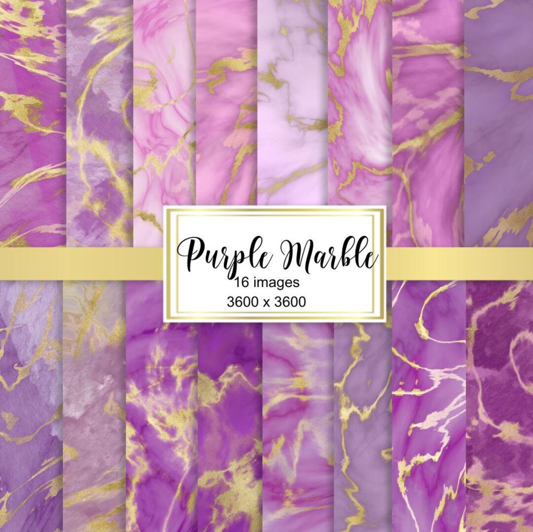 Purple and Gold Marble Digital Paper | Purple and Gold Scrapbook Paper ...