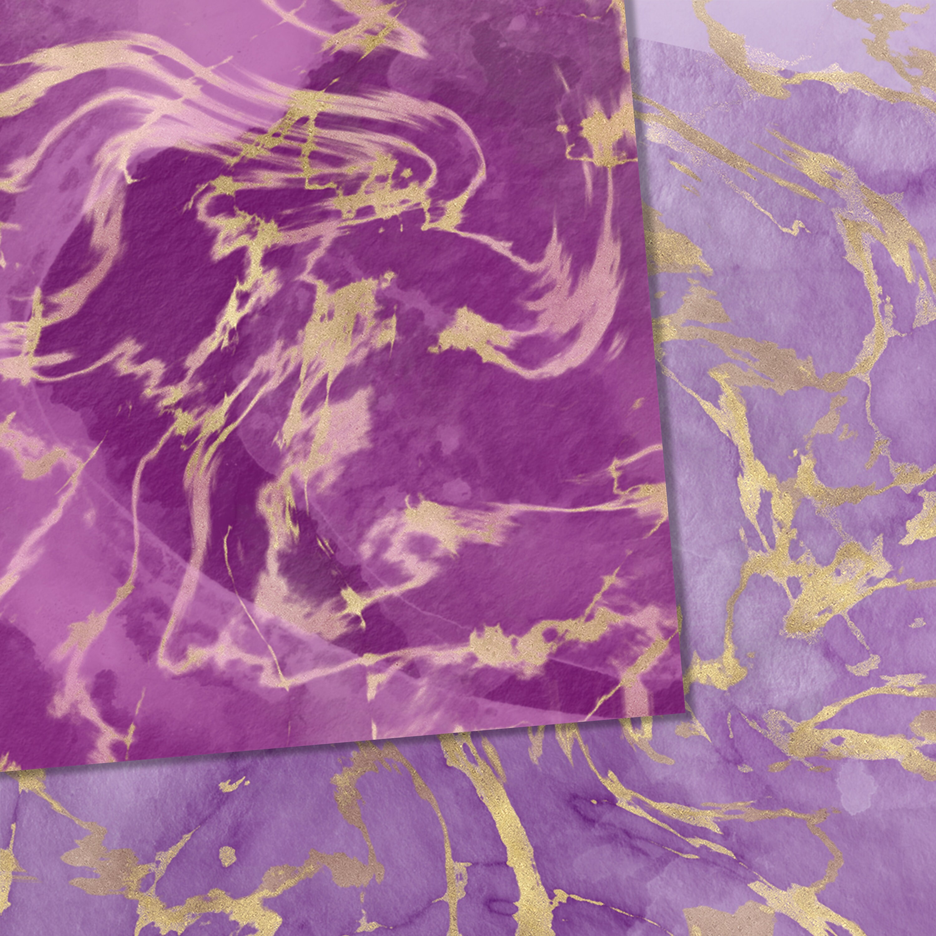 Purple and Gold Marble Digital Paper Purple and Gold | Etsy