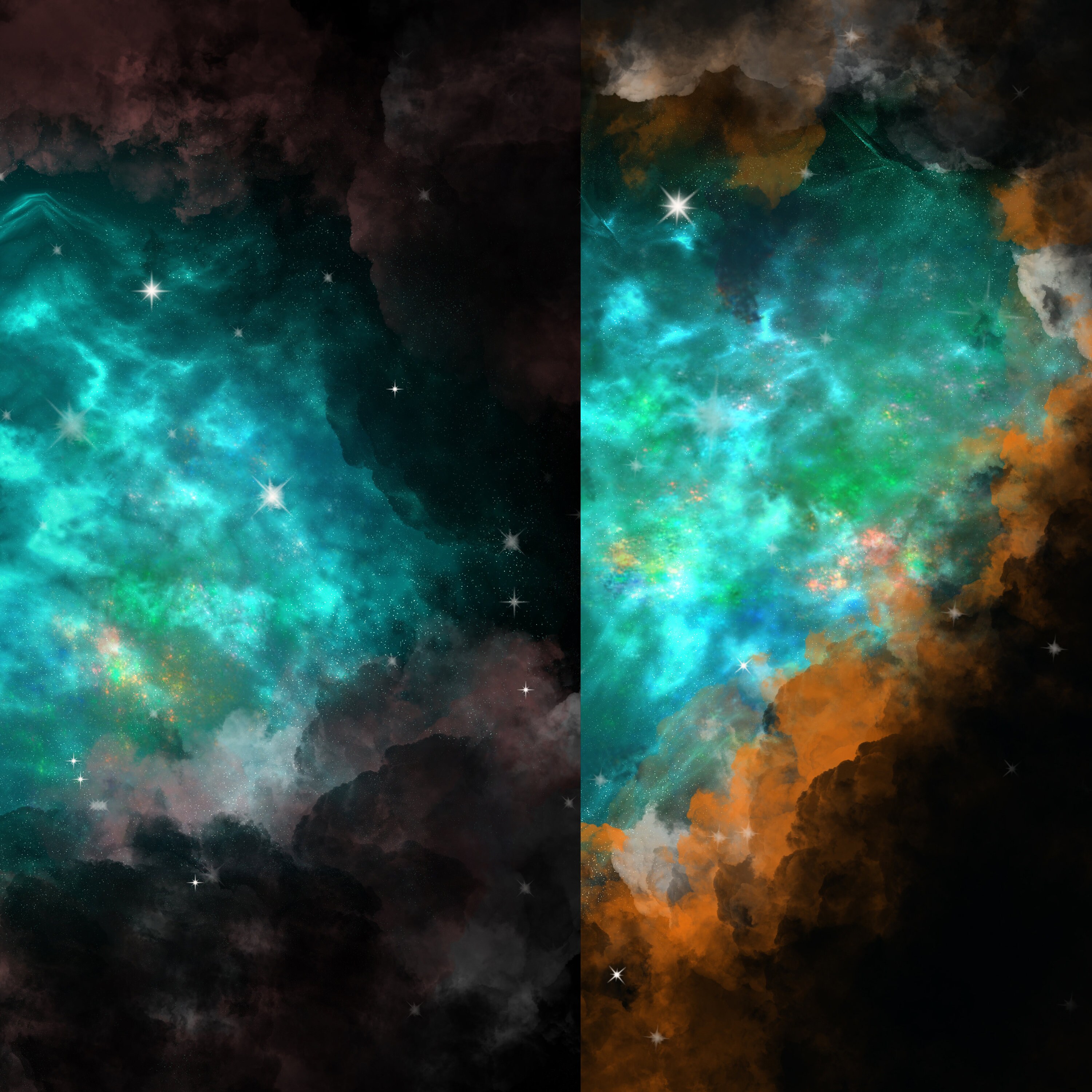 Blue and Green Galaxy Digital Paper Nebula Scrapbook Paper Space ...