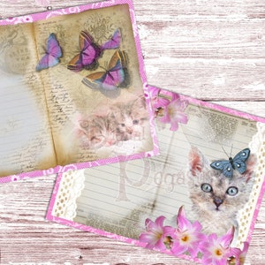 Kittens and Butterflies Journal Pages: Vintage Pink Scrapbook Paper ...