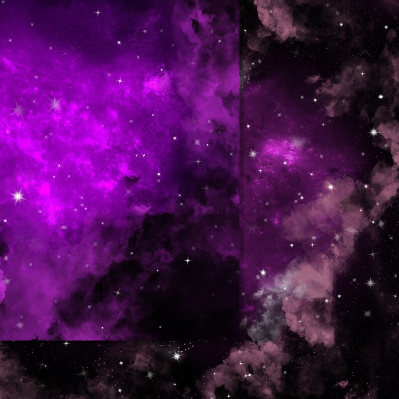 Purple Galaxy Digital Paper | Purple Scrapbook Paper | Printable ...