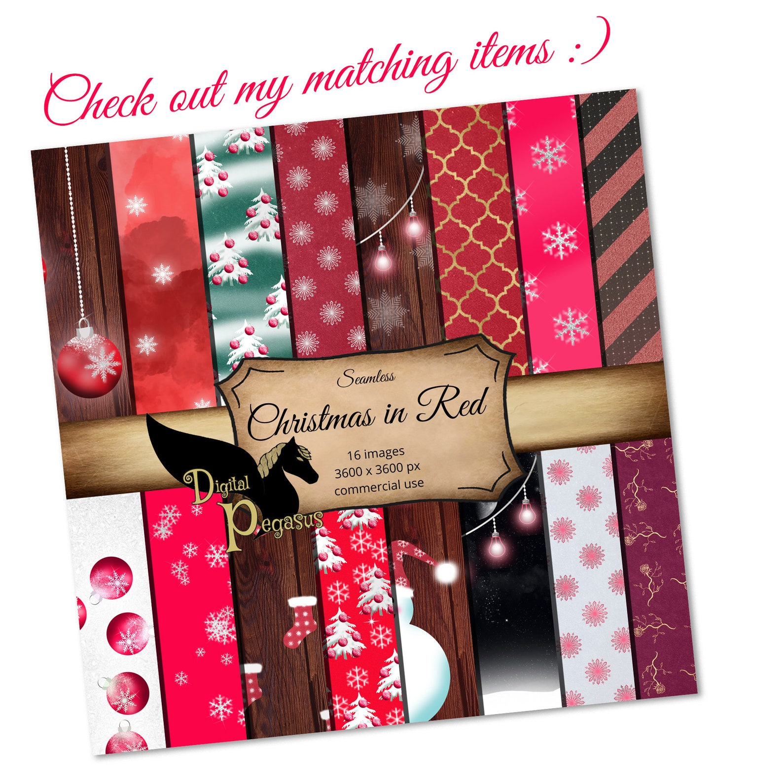 Christmas Digital Paper Pink Christmas Scrapbook Paper | Etsy