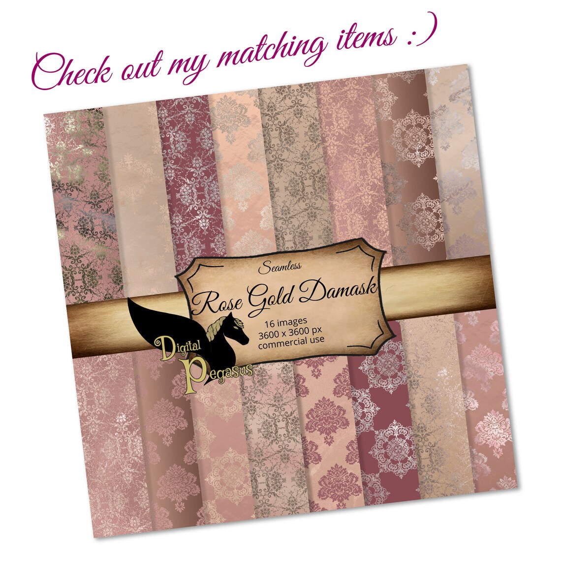 Purple and Gold Scrapbook Paper Damask Digital Paper - Etsy