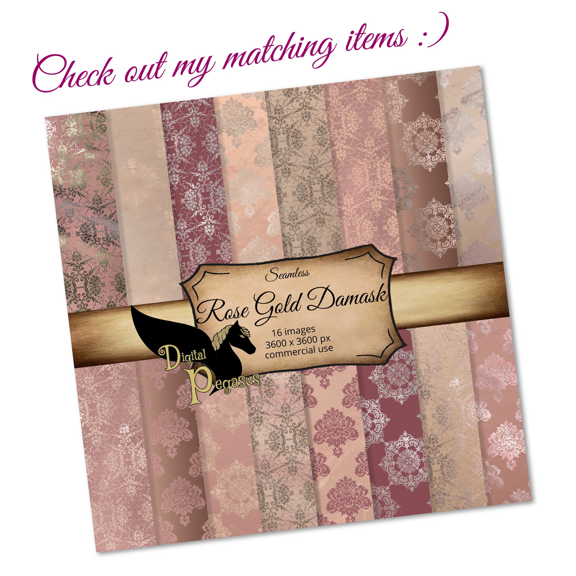 Purple and Gold Scrapbook Paper Damask Digital Paper - Etsy