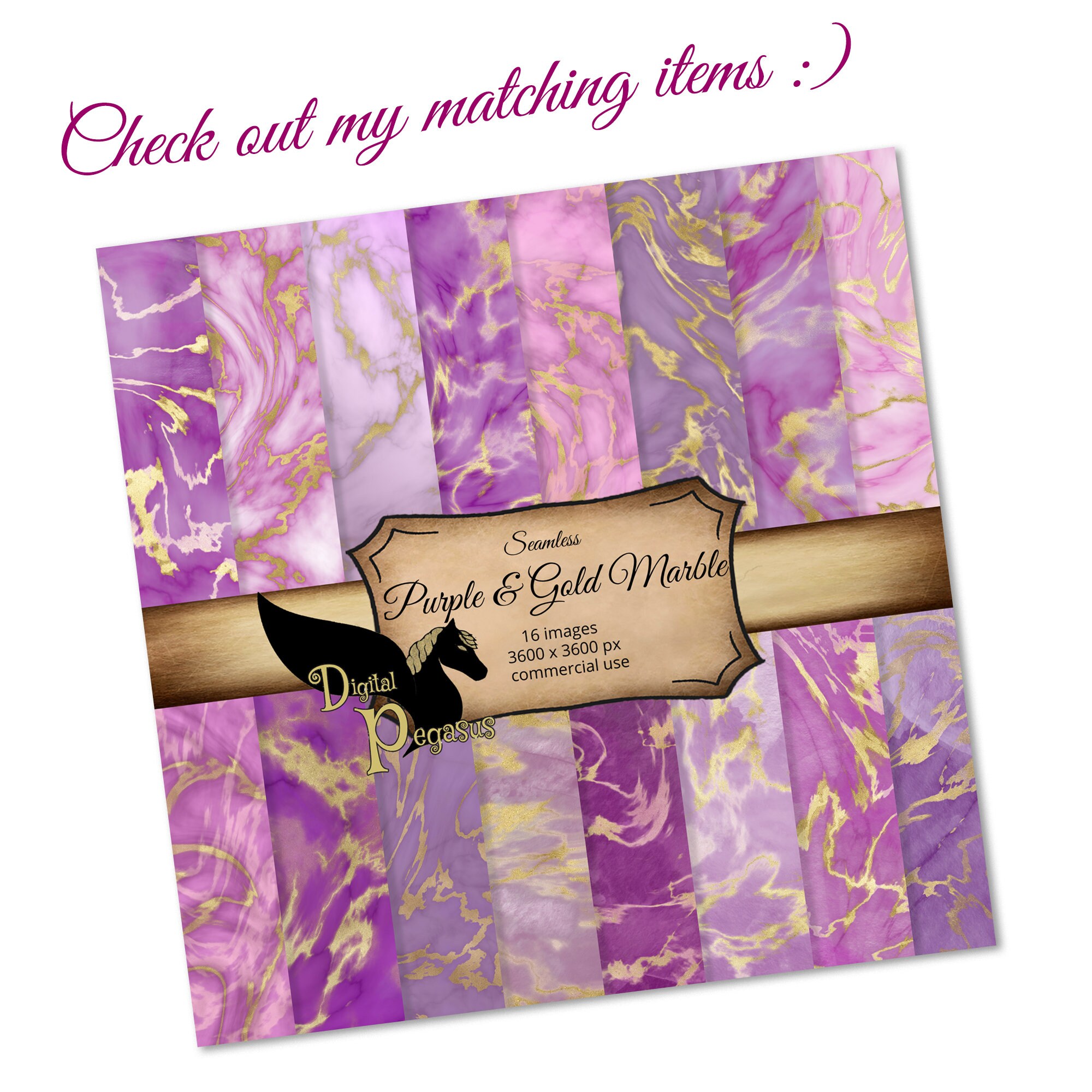 Purple and Gold Scrapbook Paper Damask Digital Paper - Etsy