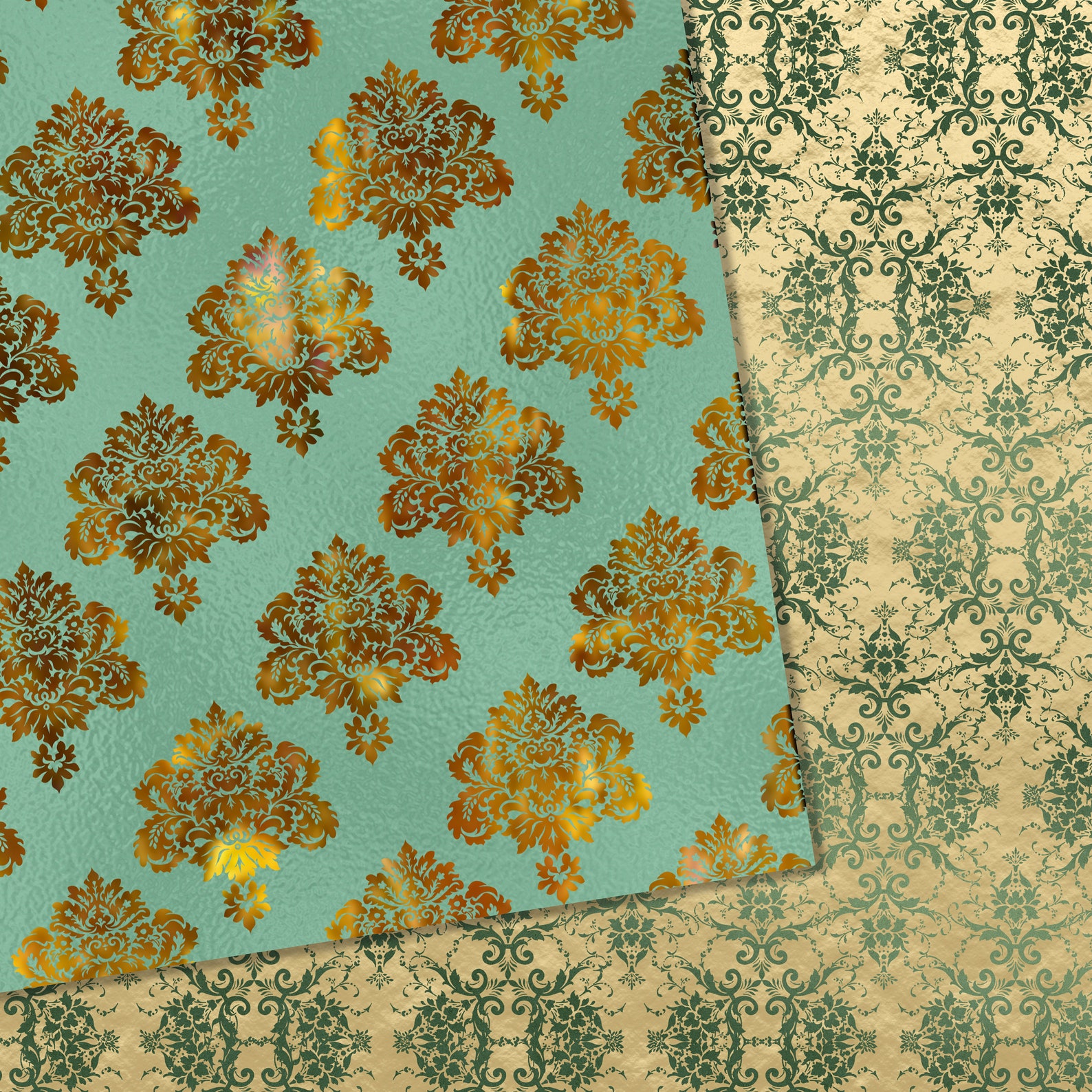 Christmas Scrapbook Paper | Damask Digital Paper | Red and Green Damask ...