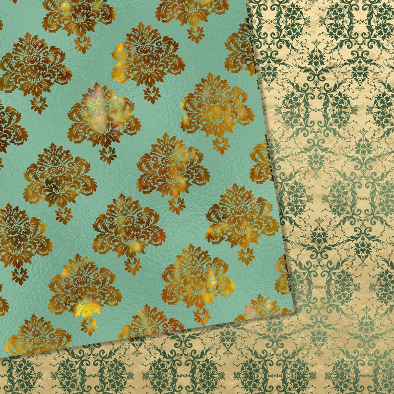 Christmas Scrapbook Paper | Damask Digital Paper | Red and Green Damask ...