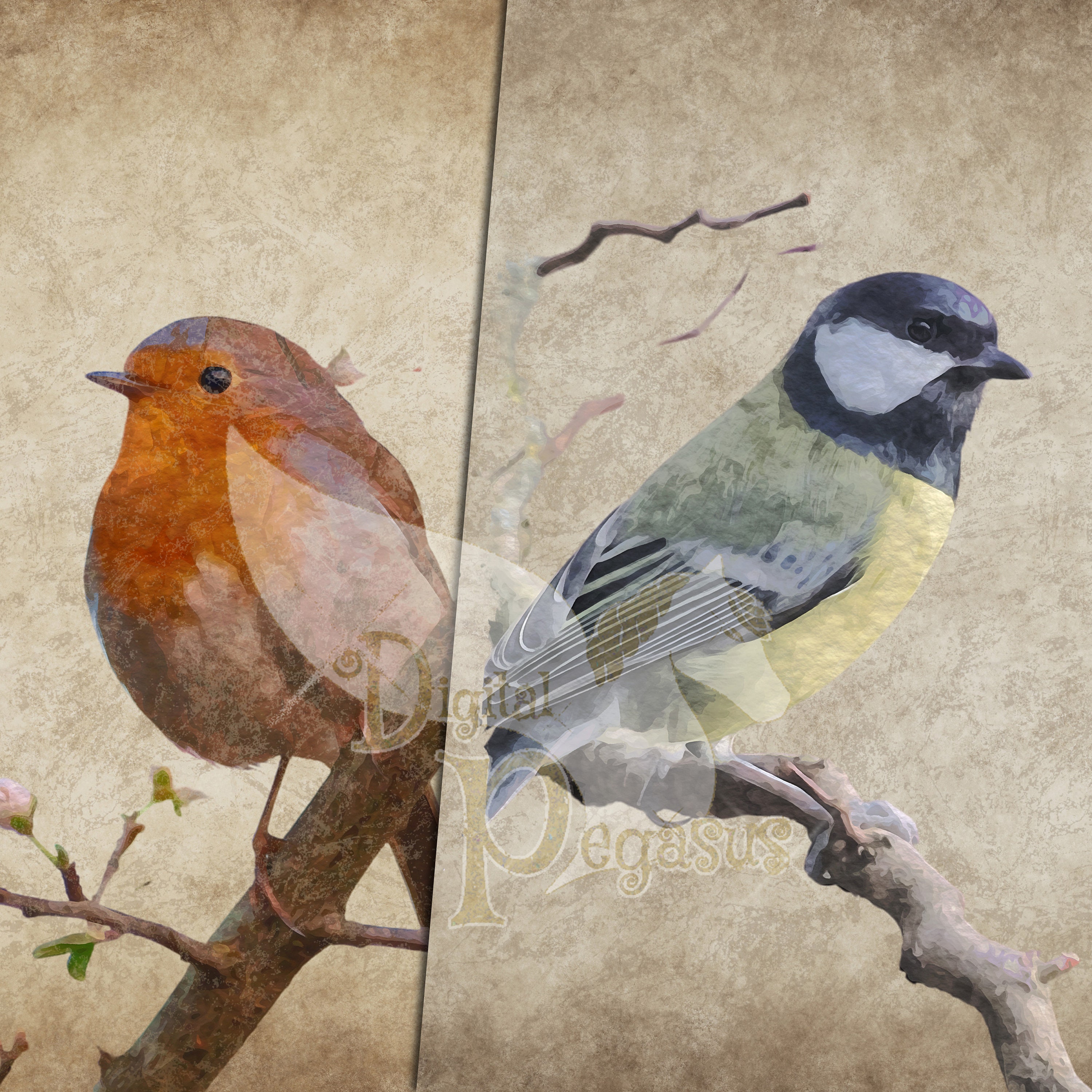 Romantic Birds Digital Paper | Vintage Printable Backgrounds ...
