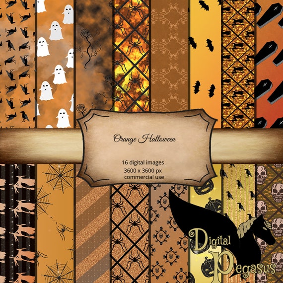 Orange Halloween Digital Paper Printable Scrapbook Paper | Etsy