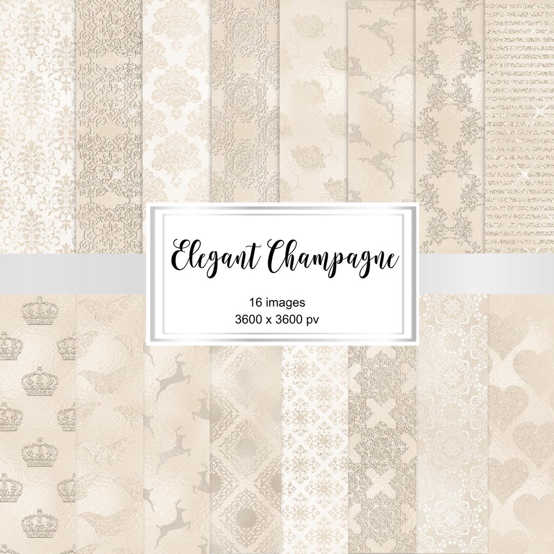 Elegant Champagne Scrapbook Paper | Luxury Digital Paper | Wedding ...