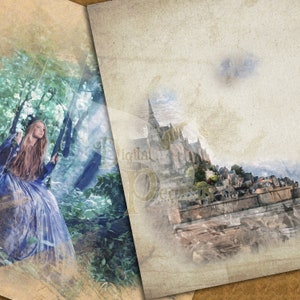Castle Story Digital Paper | Vintage Printable Backgrounds | Watercolor ...