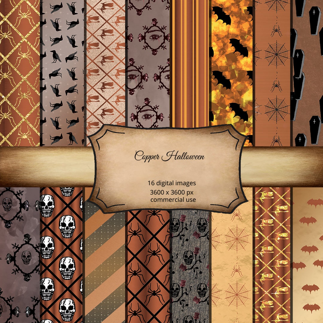 Copper Halloween Digital Paper Printable Scrapbook Paper Gothic ...