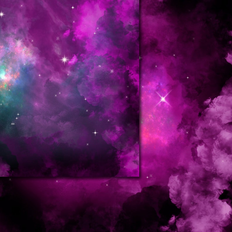 Pink Galaxy Scrapbook Paper | Digital Paper | Nebula | Stars | Night ...