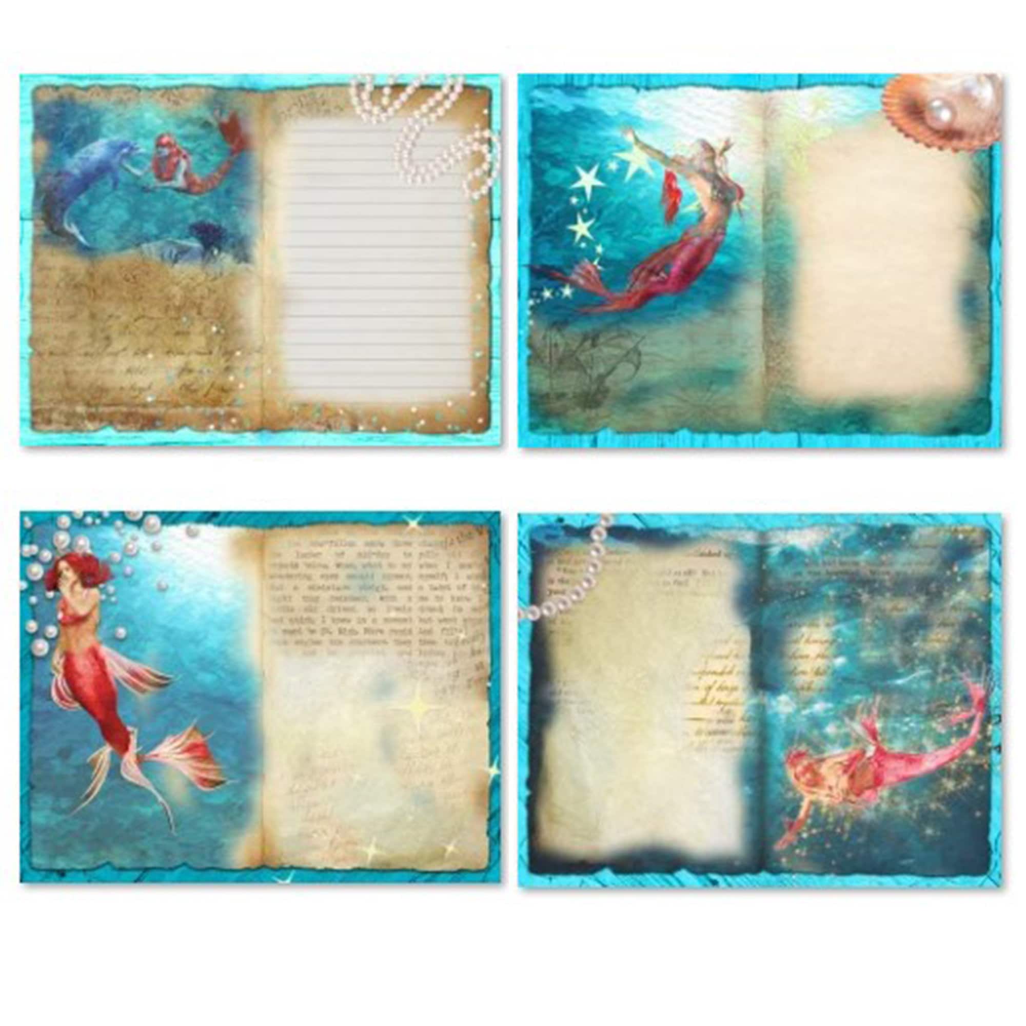 Mermaids and Pearls Journal Pages Junk Journal Papers Printable Dairy ...