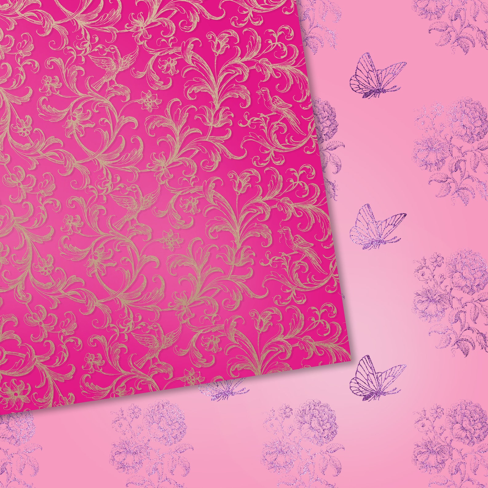 Valentine Pink Scrapbook Paper | Pink Digital Paper | Flowers Valentine ...