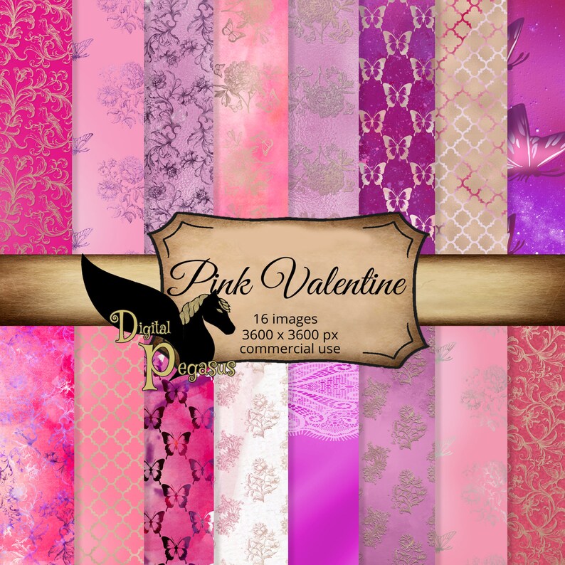 Valentine Pink Scrapbook Paper | Pink Digital Paper | Flowers Valentine ...