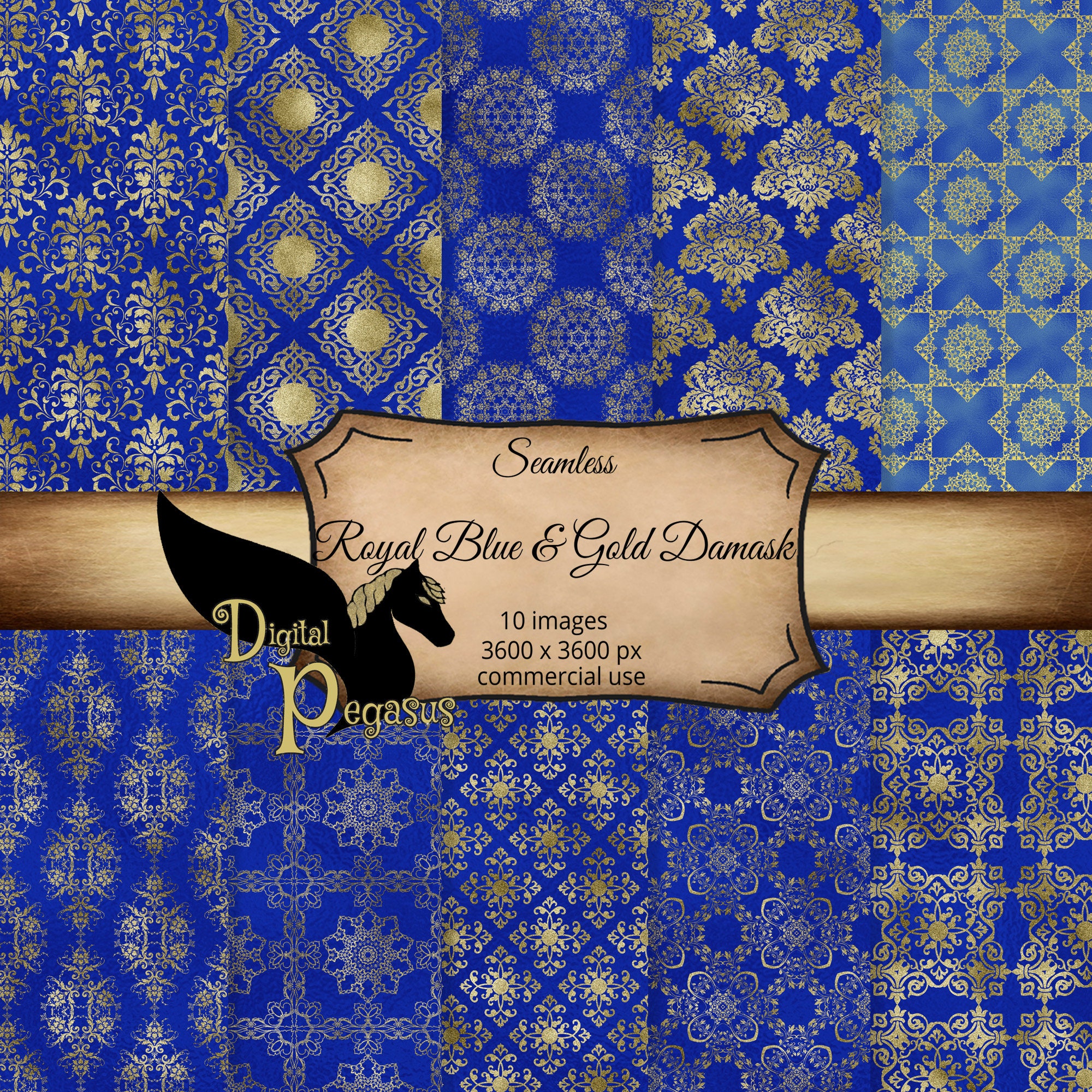 Royal Blue Damask Background