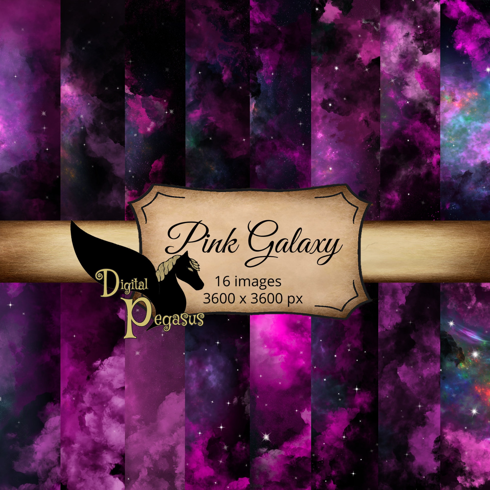 Pink Galaxy Scrapbook Paper | Digital Paper | Nebula | Stars | Night ...