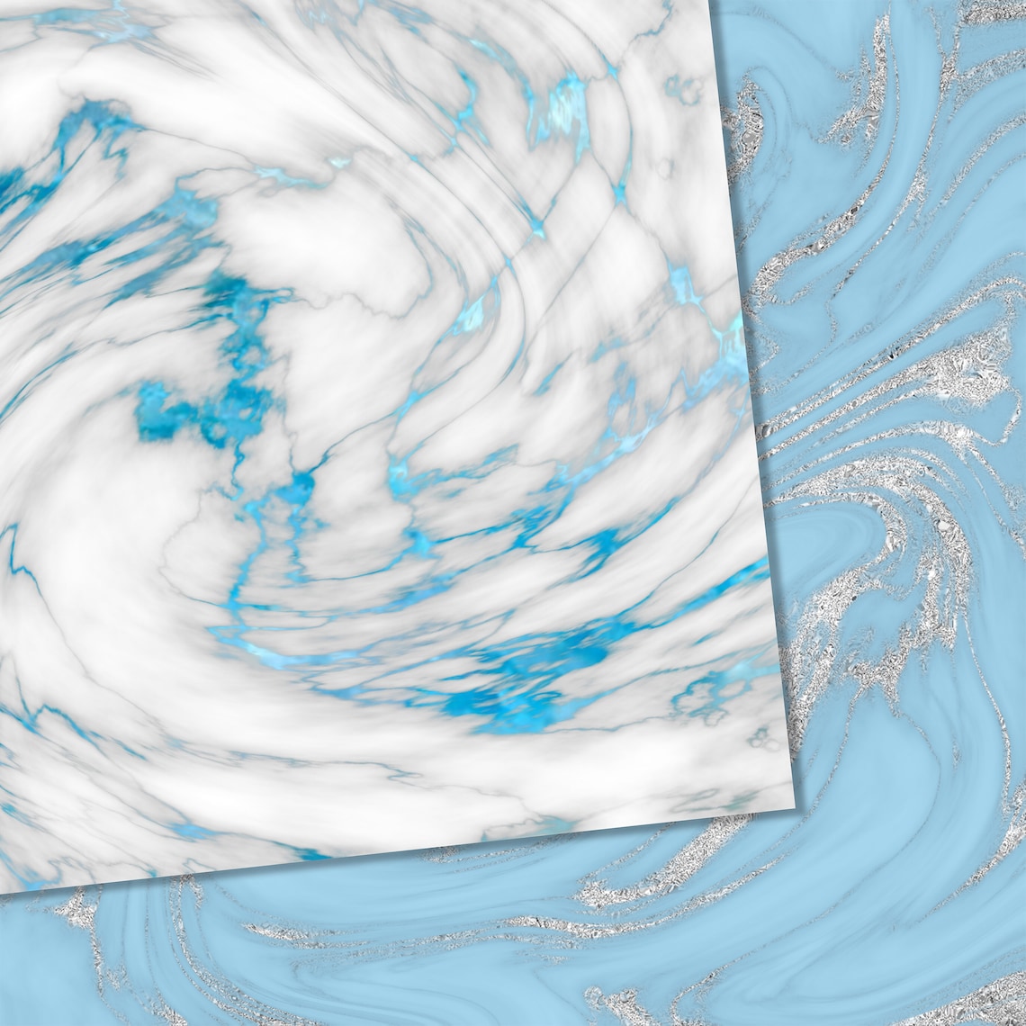 Blue Marble Digital Paper Blue and White Scrapbook Paper - Etsy