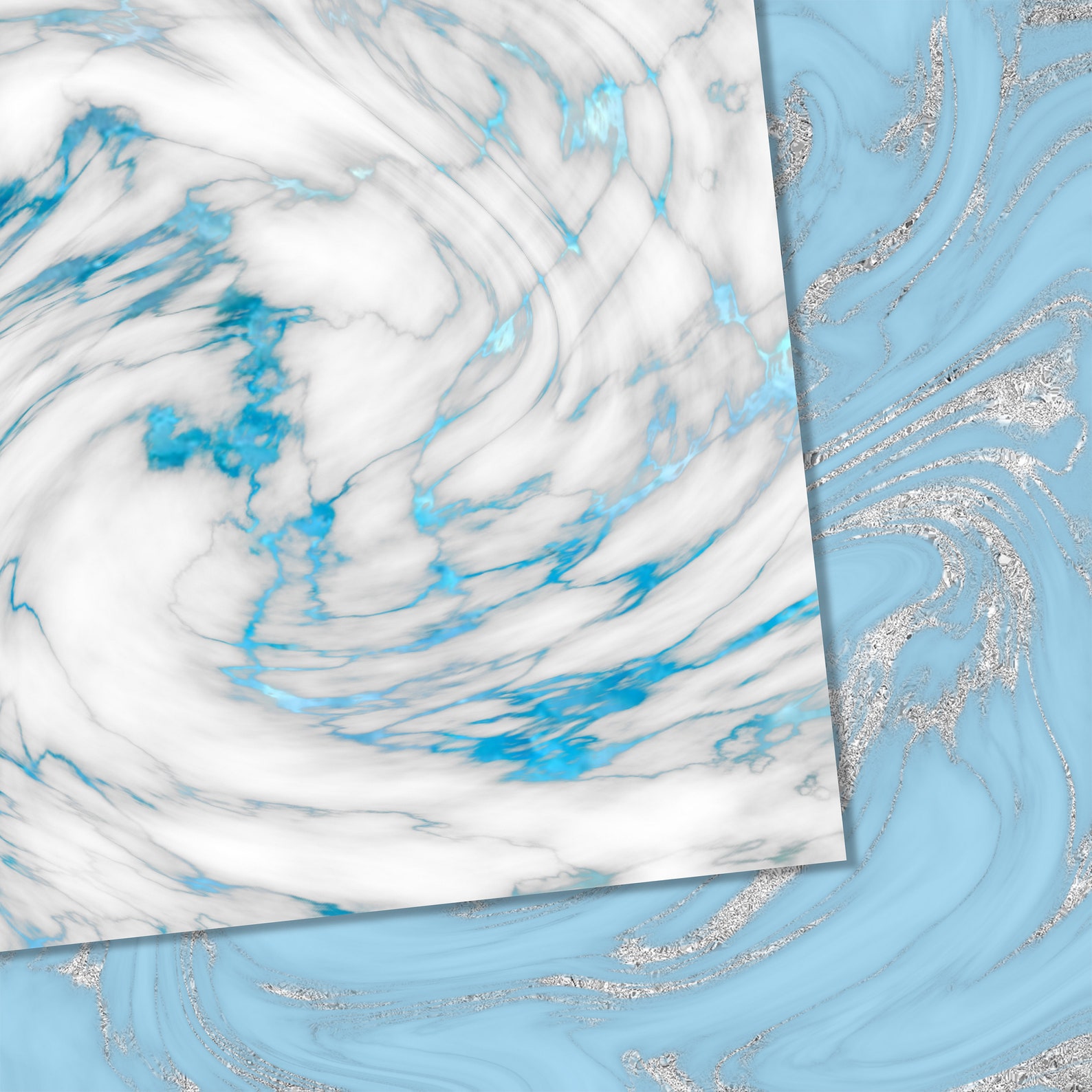 Blue Marble Digital Paper | Blue and White Scrapbook Paper | Liquid ...