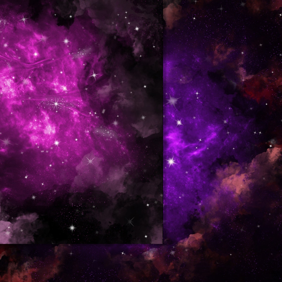 Purple Galaxy Digital Paper Purple Scrapbook Paper - Etsy