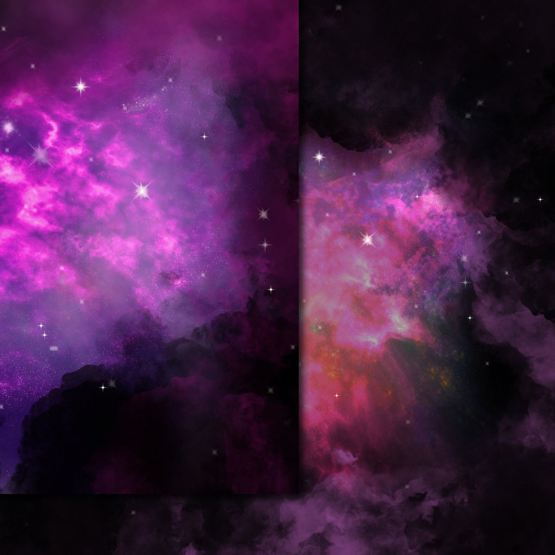 Pink Galaxy Scrapbook Paper Digital Paper Nebula Stars - Etsy