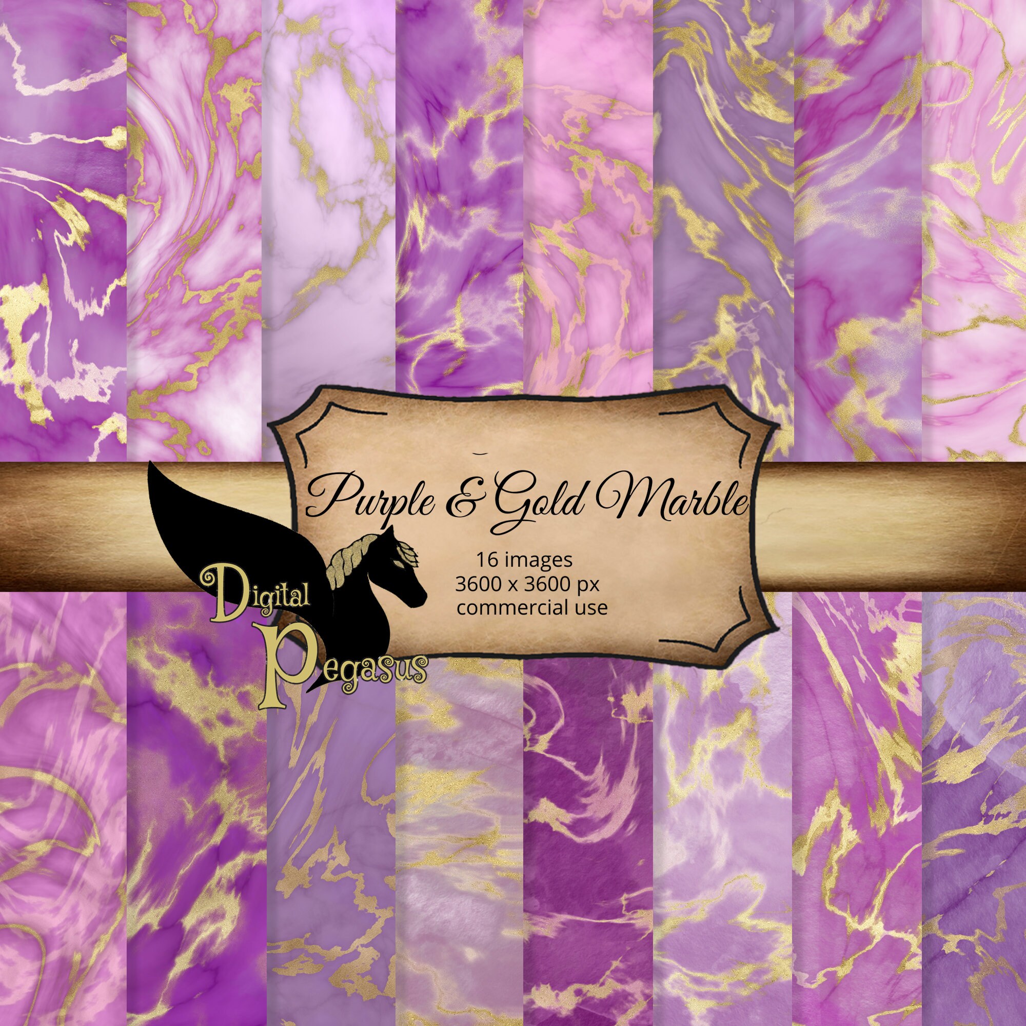 Purple and Gold Marble Digital Paper Purple and Gold | Etsy