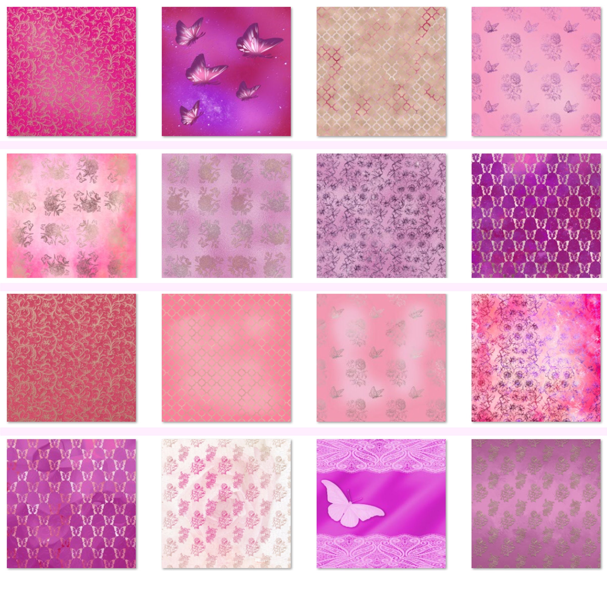 Valentine Pink Scrapbook Paper Pink Digital Paper Flowers - Etsy