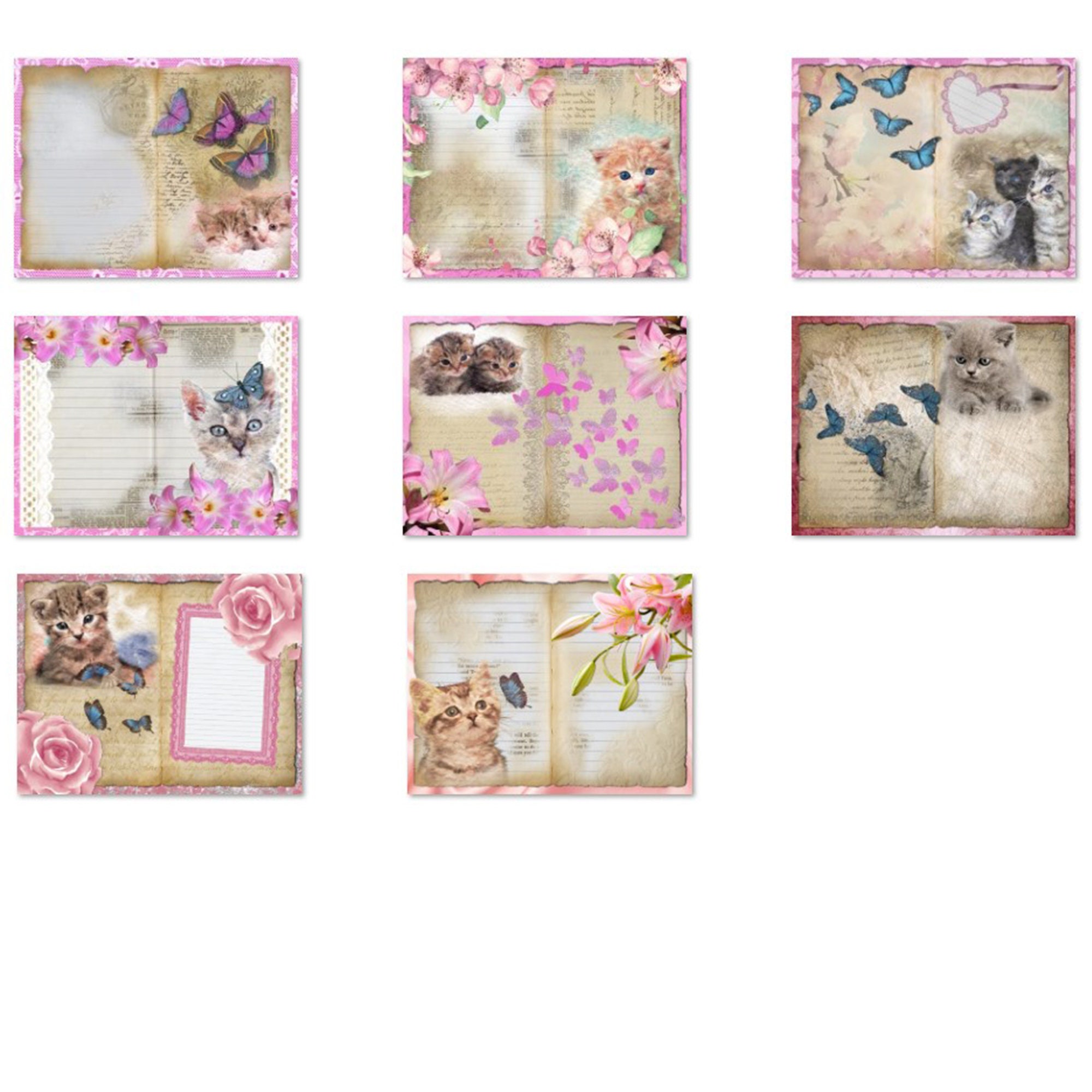 Kittens and Butterflies Journal Pages Junk Journal Papers - Etsy