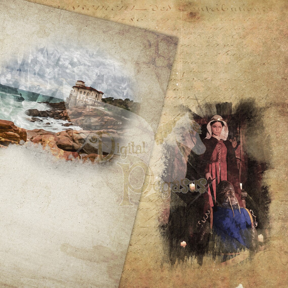 Castle Story Digital Paper Vintage Printable Backgrounds - Etsy