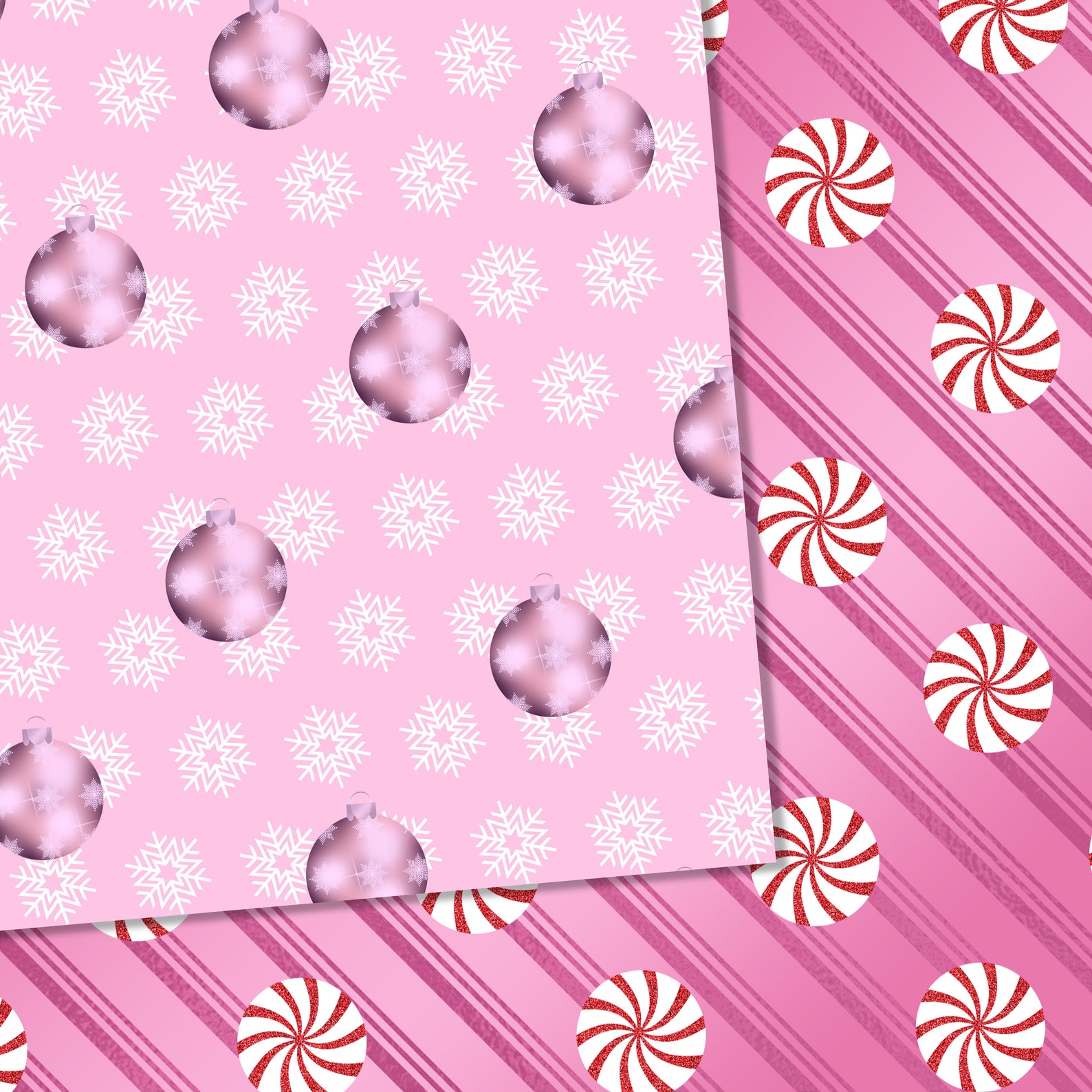 Christmas Digital Paper Pink Christmas Scrapbook Paper - Etsy