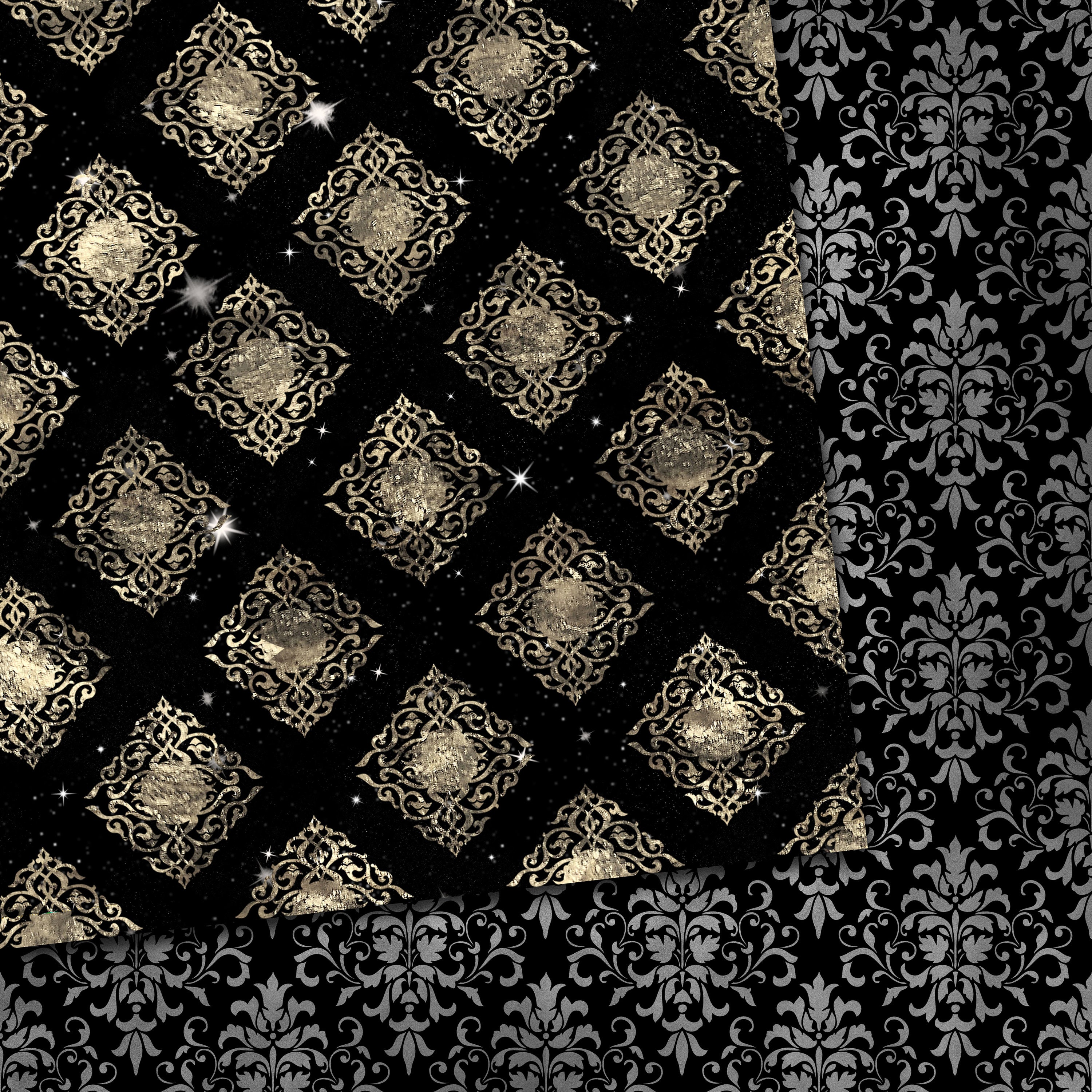 Seamless Black Damask Scrapbook Paper | Digital Paper | Seamless ...